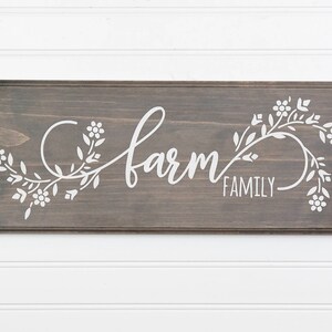 Farm Family Wood Sign With Modern Floral Design. 3 Sizes 9 Colors ...