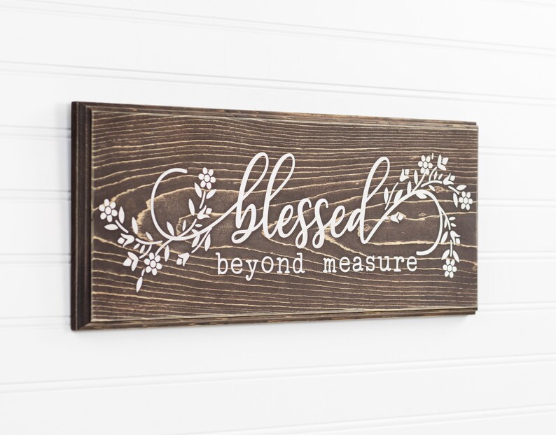 Blessed Beyond Measure Wood Sign Wall Art - 3 Sizes. Christian ...