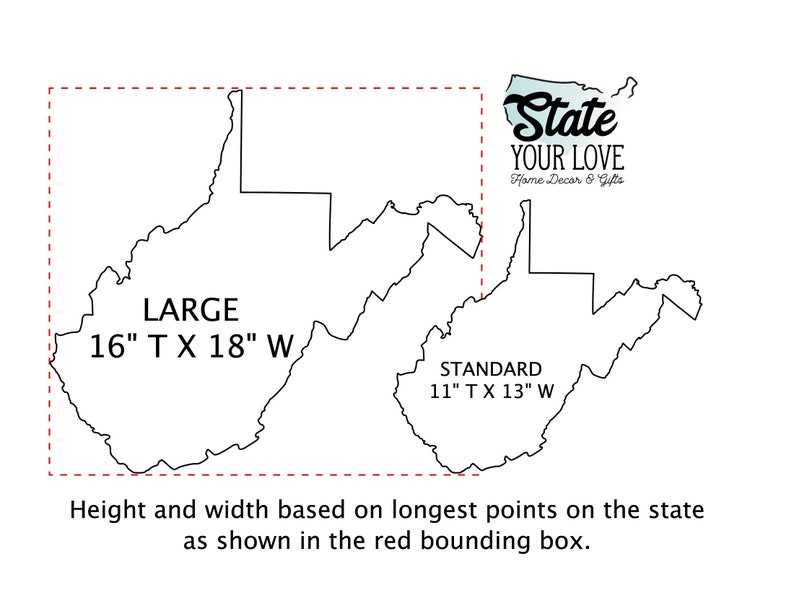 West Virginia State Shape Wood Sign Cutout Wall Art. Modern Rustic ...