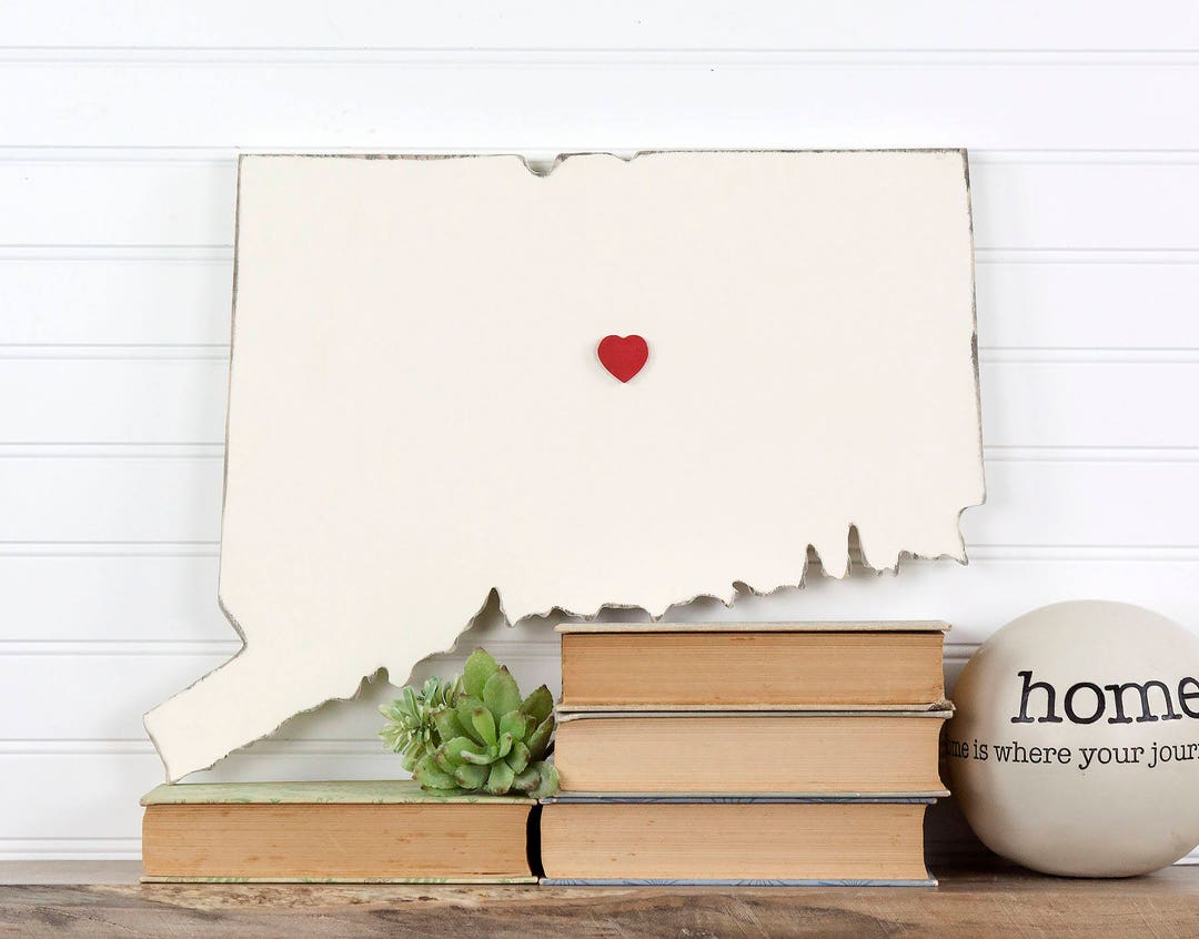 Connecticut Home State Wood Sign Cutout Silhouette Wall Art ...