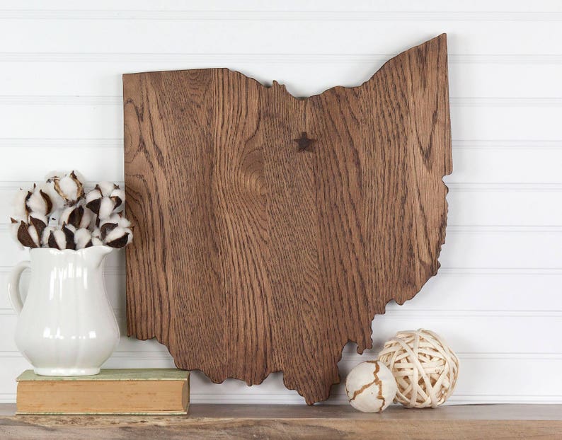 Ohio State Shape Wood Sign Cutout Wall Art. Modern Rustic | Etsy