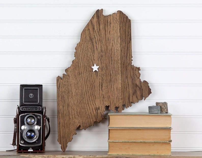 Maine State Shape Wood Sign Cutout Wall Art. Modern Rustic | Etsy