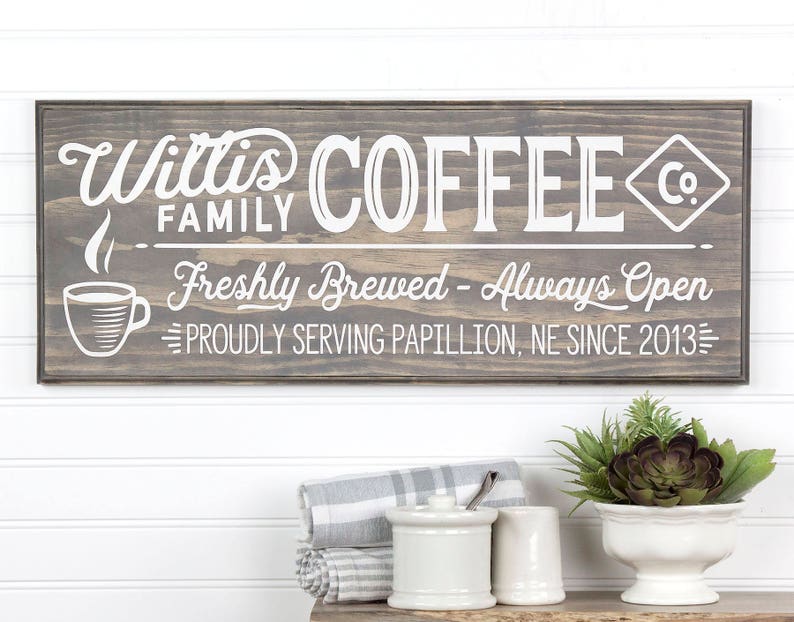 Personalized Coffee Shop Farmhouse Retro Style Wood Sign. 3 - Etsy