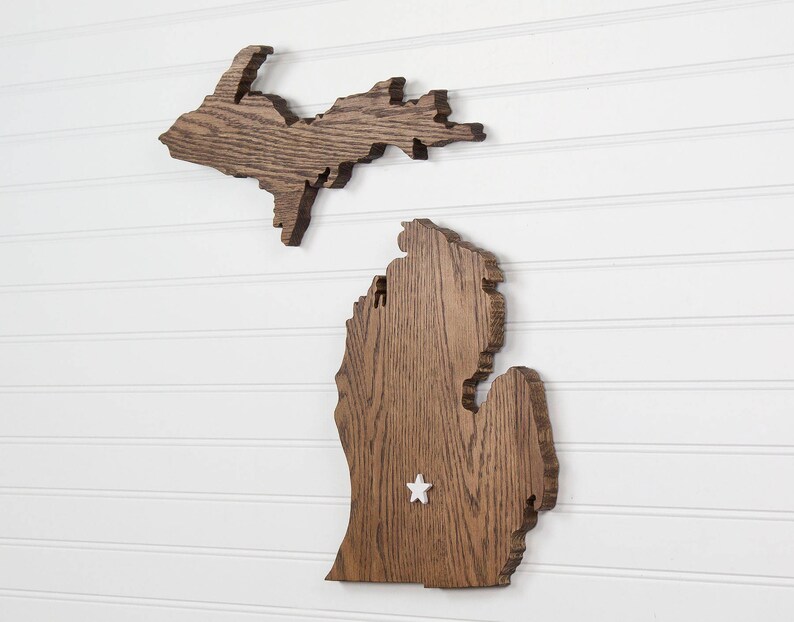 Michigan State Shape Wood Sign Cutout Wall Art. Modern Rustic | Etsy