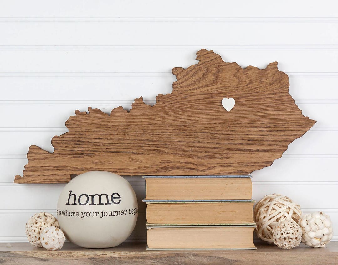 Kentucky State Shape Wood Sign Cutout Wall Art. Modern Rustic ...