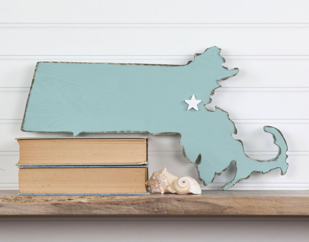 Massachusetts Home State Wood Sign Cutout Silhouette Wall Art ...