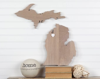 Michigan State Shape Wood Sign Cutout Wall Art. Modern Rustic | Etsy
