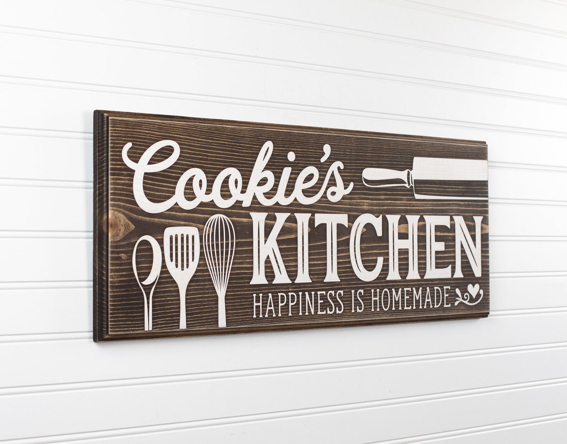 Personalized Kitchen Happiness is Homemade Wood Sign Wall Art. - Etsy