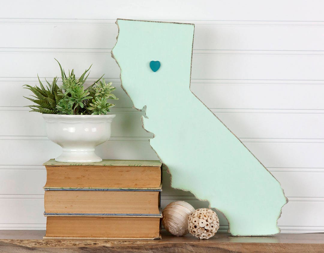 California Home State Wood Sign Cutout Silhouette Wall Art Personalized ...