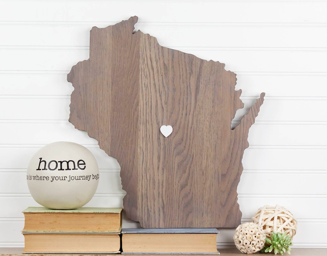 Wisconsin State Shape Wood Sign Cutout Wall Art. Modern Rustic ...