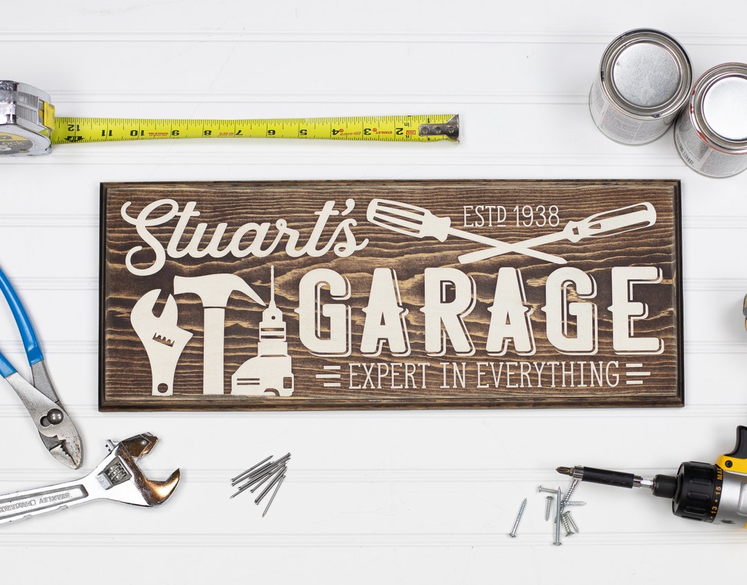 Personalized Garage or Workshop Wood Sign Wall Art Plaque. Custom Shop ...