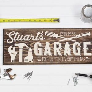 Personalized Garage or Workshop Wood Sign Wall Art Plaque. Custom Shop ...
