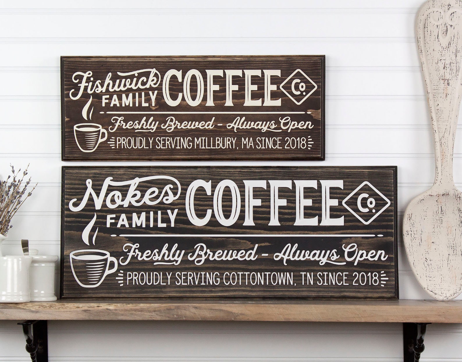 Personalized Coffee Shop Farmhouse Retro Style Wood Sign. 3 | Etsy