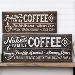 Personalized Coffee Shop Farmhouse Retro Style Wood Sign. 3 Sizes 9 ...