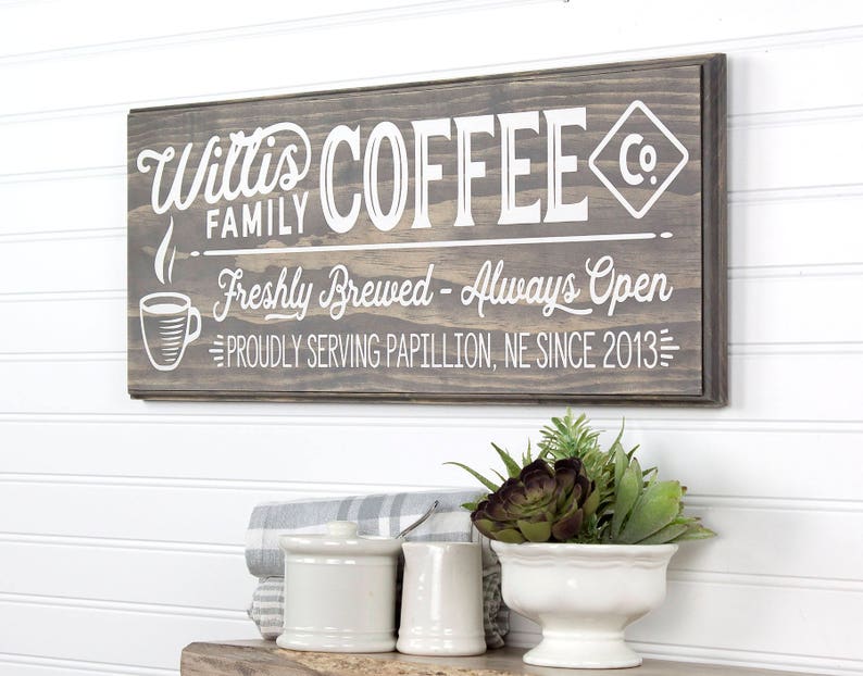 Personalized Coffee Shop Farmhouse Retro Style Wood Sign. 3 - Etsy