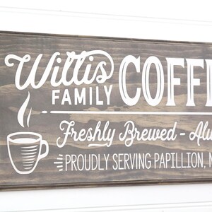 Personalized Coffee Shop Farmhouse Retro Style Wood Sign. 3 Sizes 9 ...