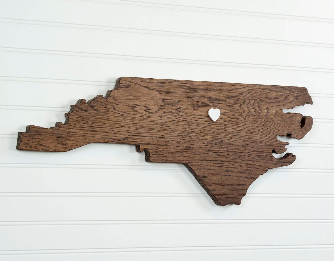 North Carolina State Shape Wood Sign Cutout Wall Art. Modern Rustic ...