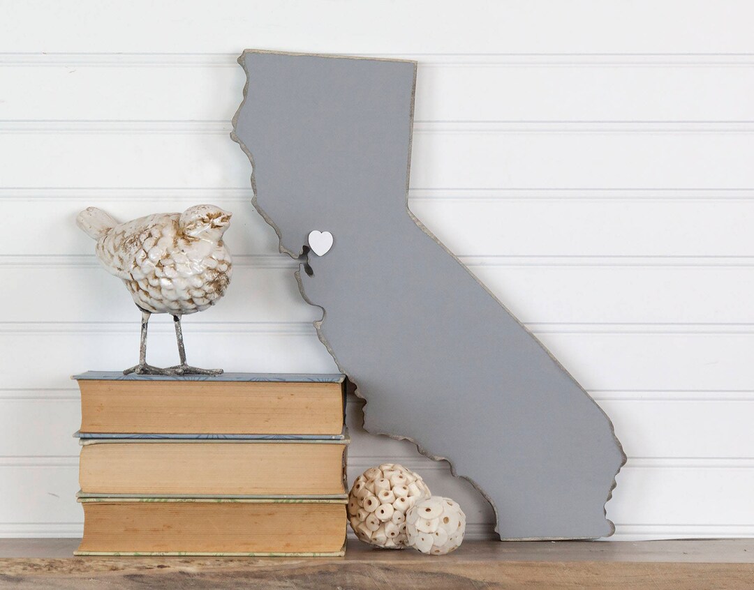 California Home State Wood Sign Cutout Silhouette Wall Art Personalized ...
