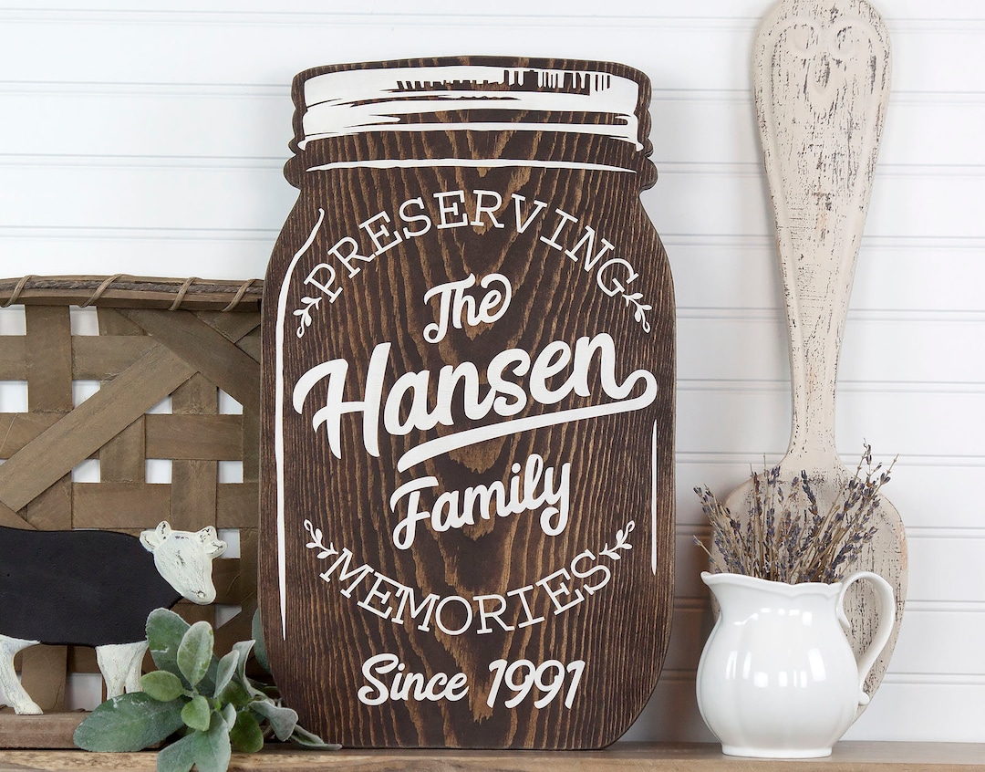 Personalized Mason Jar Shape Wood Cutout Sign Wall Art. Farmhouse Retro ...