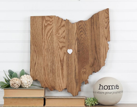Ohio State Shape Wood Sign Cutout Wall Art. Modern Rustic | Etsy