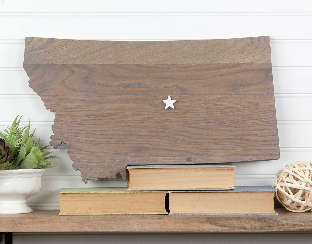 Montana State Shape Wood Sign Cutout Wall Art. Modern Rustic, Farmhouse ...
