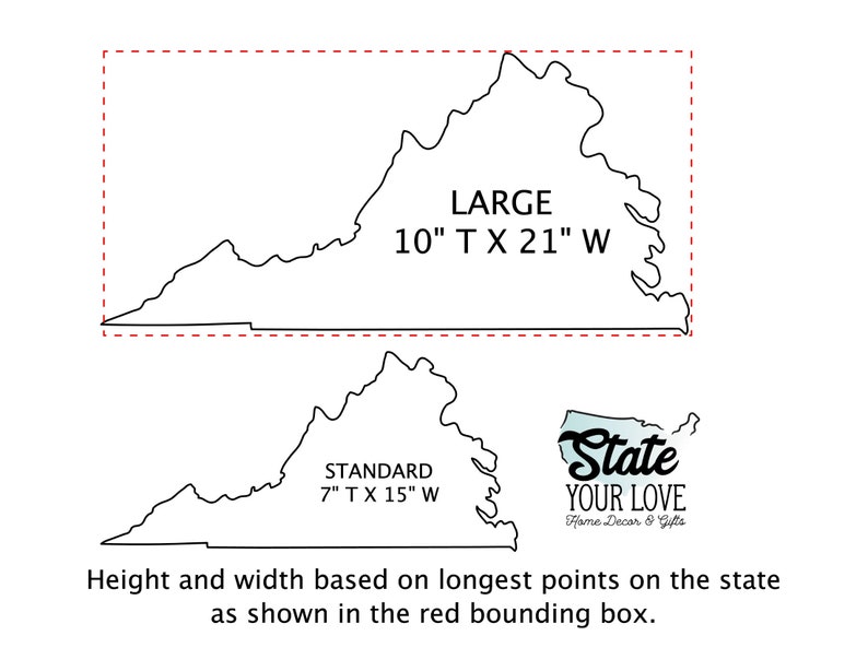 Virginia Home State Wood Sign Cutout Silhouette Wall Art Personalized ...