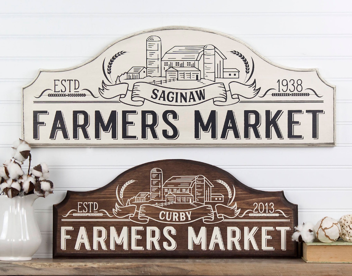 Personalized Farmers Market Modern Farmhouse Style Wood Sign Wall Art ...