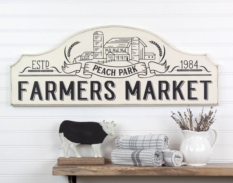 Personalized Farmers Market Modern Farmhouse Style Wood Sign Wall Art ...