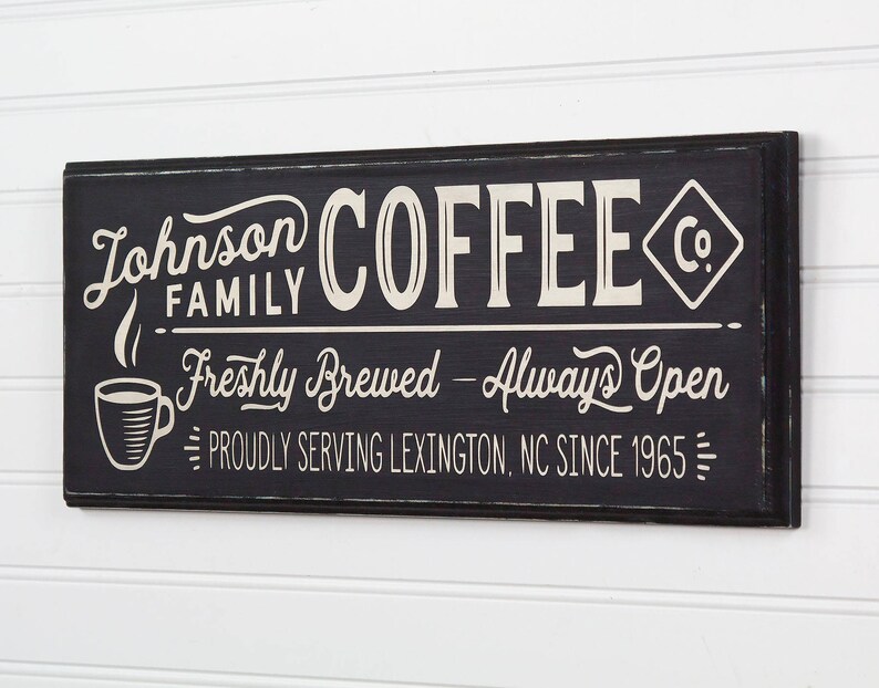 Personalized Coffee Shop Farmhouse Retro Style Wood Sign. 3 - Etsy
