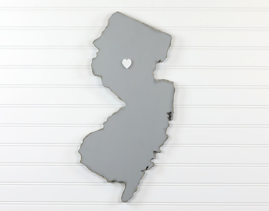 New Jersey Home State Wood Sign Cutout Silhouette Wall Art | Etsy