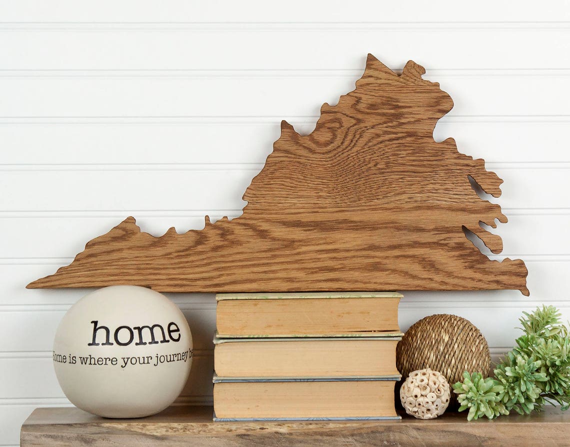 Virginia State Shape Wood Sign Cutout Wall Art. Modern Rustic - Etsy