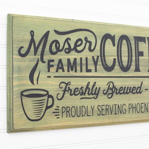 Personalized Coffee Shop Farmhouse Retro Style Wood Sign Wall Art ...