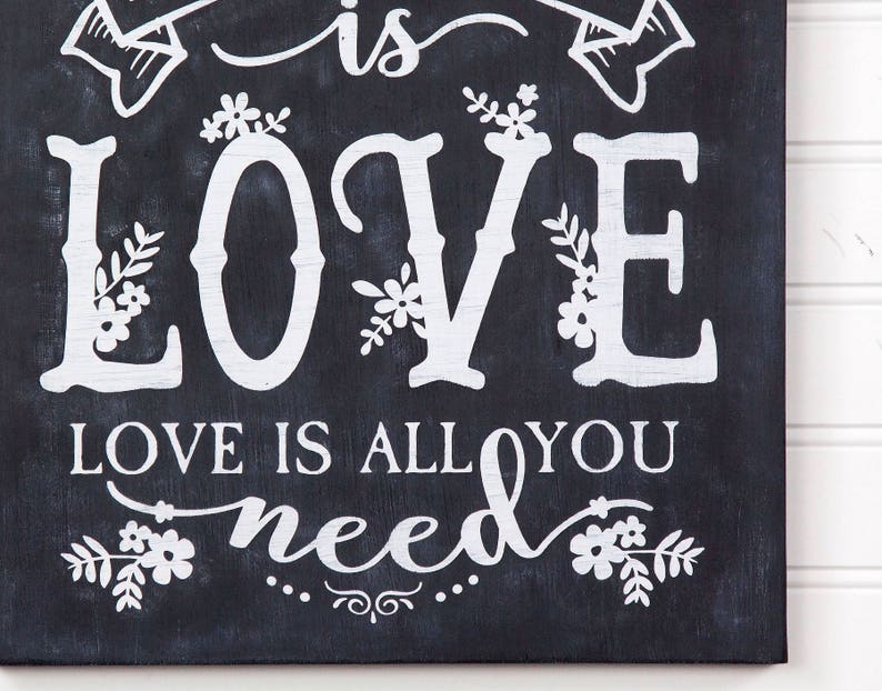 Love is All You Need Chalkboard Style Painted Wood Sign Wall - Etsy
