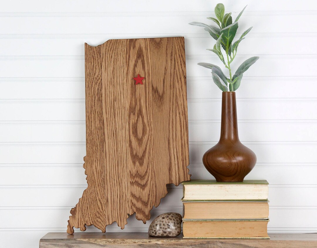Indiana State Shape Wood Sign Cutout Wall Art. Modern Rustic, Farmhouse ...