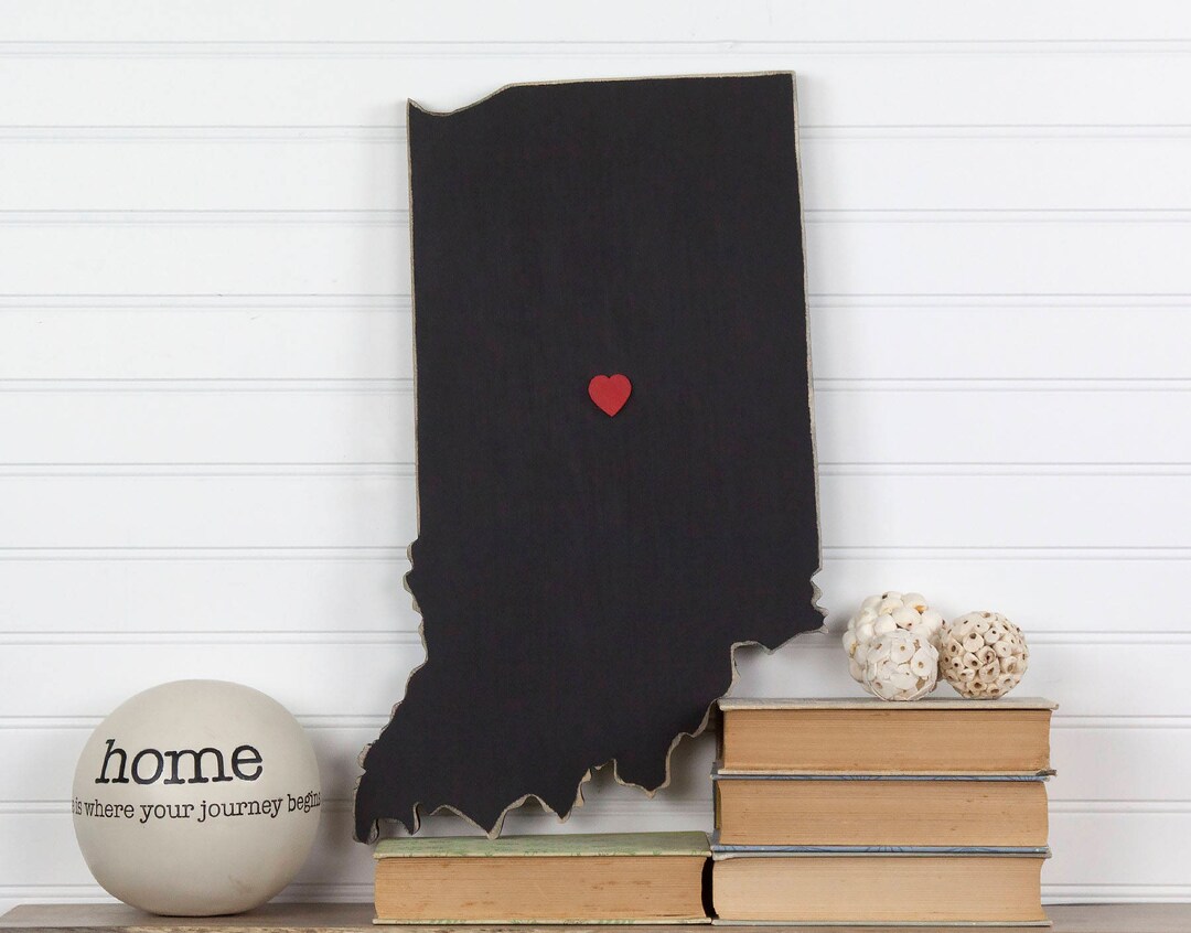 Indiana Home State Wood Sign Cutout Silhouette Wall Art Personalized ...