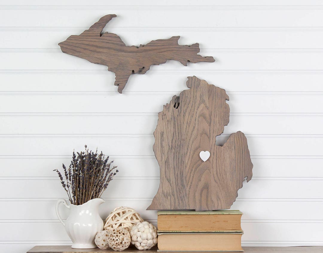 Michigan State Shape Wood Sign Cutout Wall Art. Modern Rustic ...