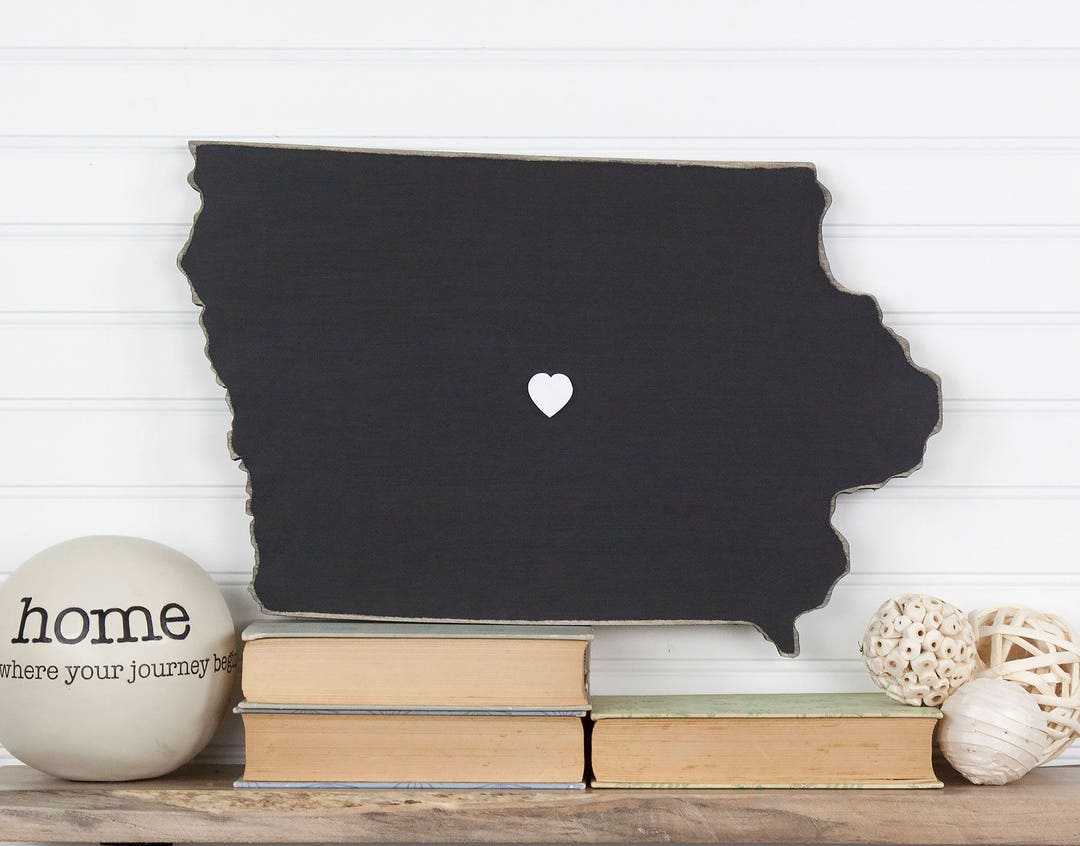 Iowa Home State Wood Sign Cutout Silhouette Wall Art Personalized With ...