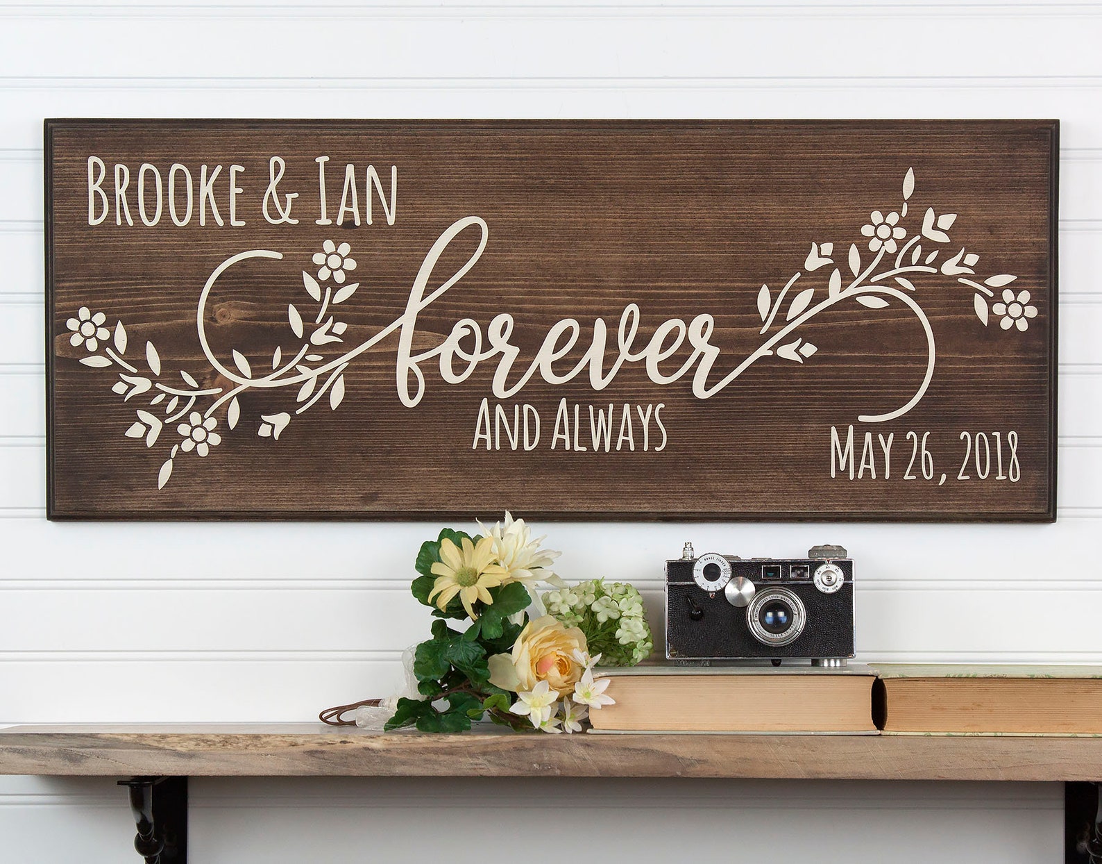 Forever and Always Personalized Wood Sign Wall Art. Wedding Decor ...