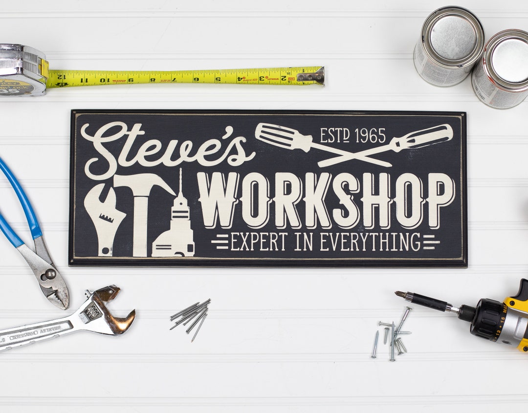 Personalized Workshop or Garage Wood Sign Wall Art Plaque. Custom Shop ...