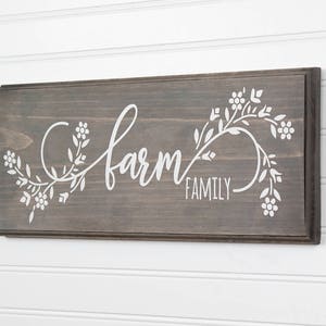 Farm Family Wood Sign With Modern Floral Design. 3 Sizes 9 Colors ...