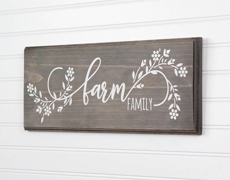 Farm Family Wood Sign With Modern Floral Design. 3 Sizes 9 Colors ...