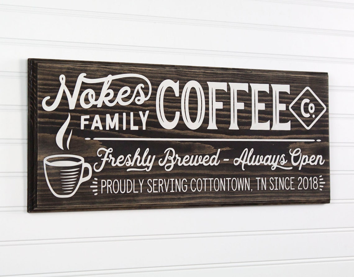 Personalized Coffee Shop Farmhouse Retro Style Wood Sign. 3 | Etsy