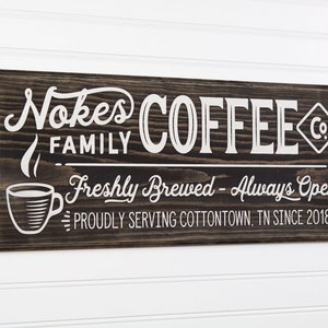 Personalized Coffee Shop Farmhouse Retro Style Wood Sign. 3 Sizes 9 ...