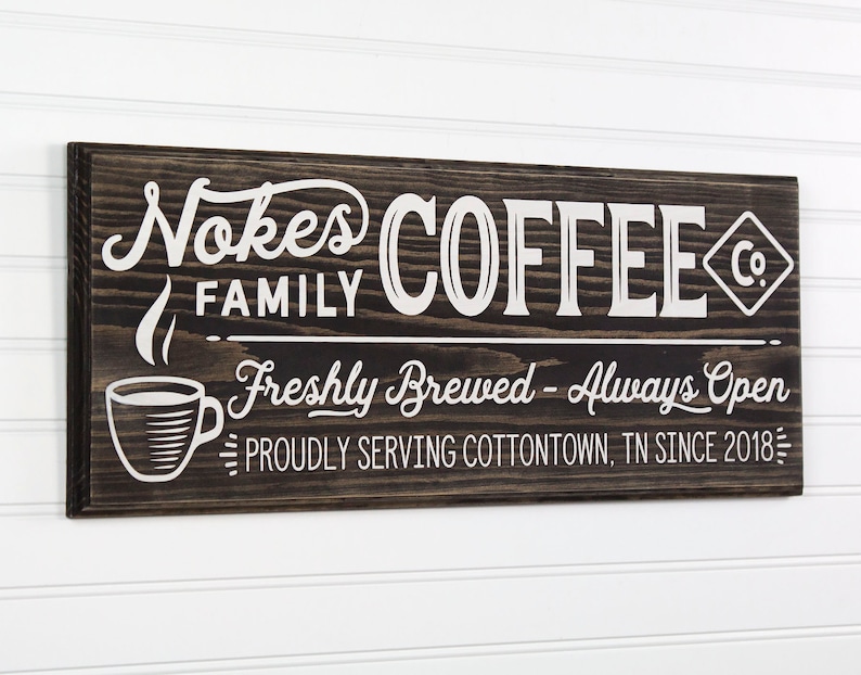 Personalized Coffee Shop Farmhouse Retro Style Wood Sign. 3 | Etsy
