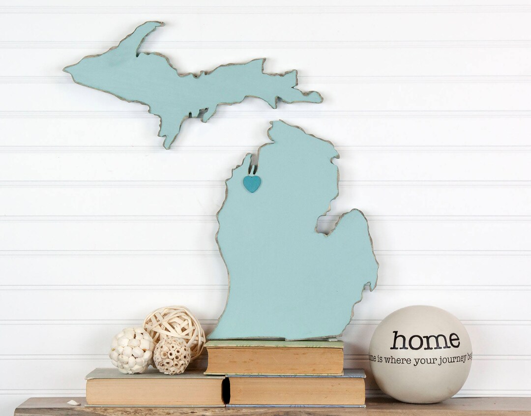Michigan Home State Wood Sign Cutout Silhouette Wall Art Personalized ...