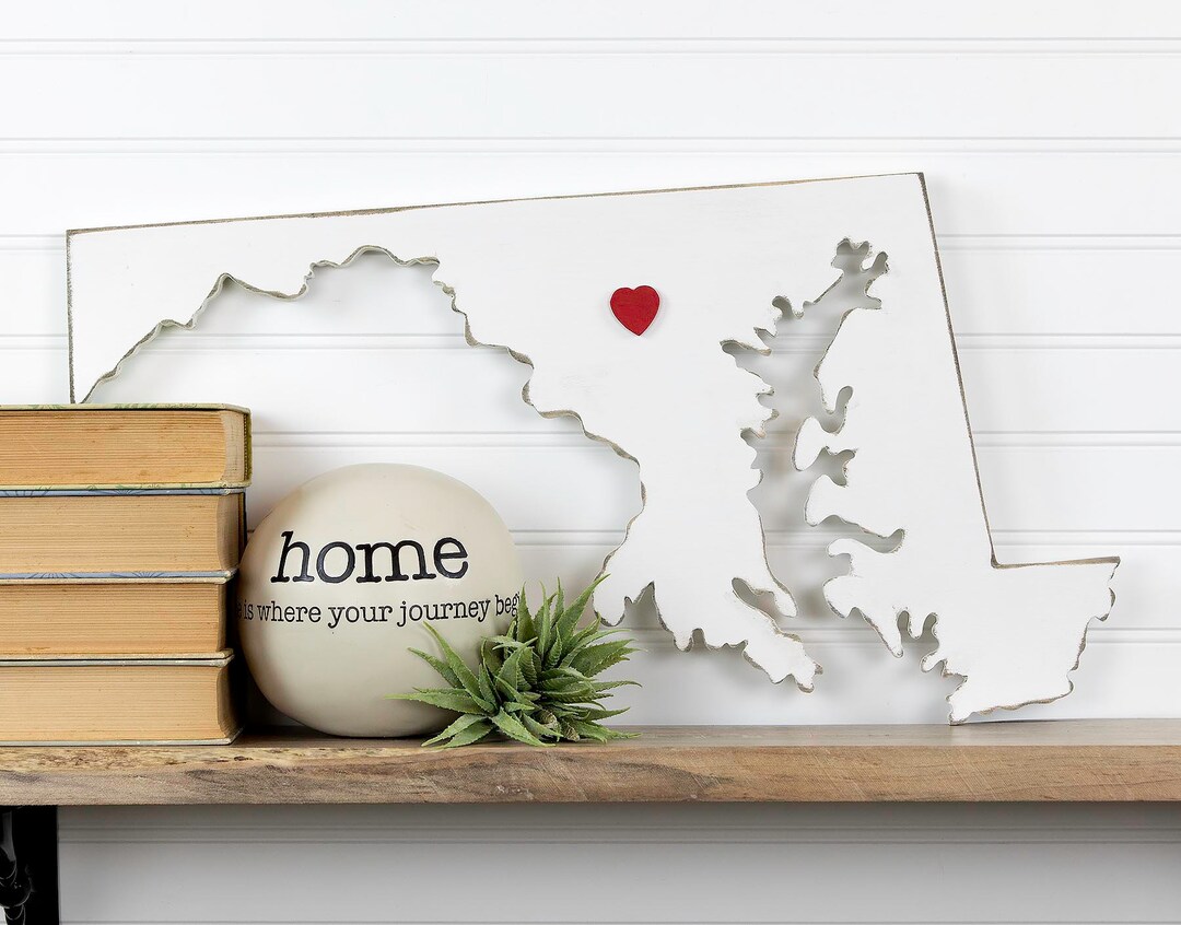 Maryland Home State Wood Sign Cutout Silhouette Wall Art Personalized ...