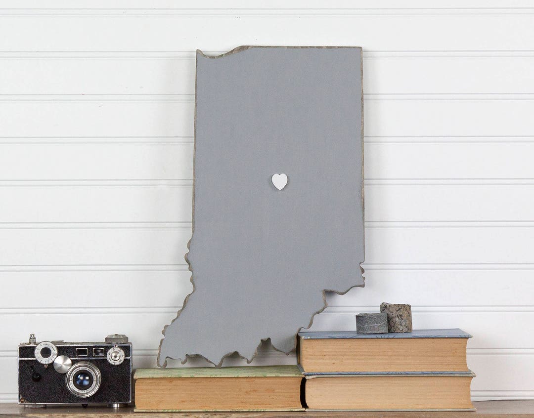 Indiana Home State Wood Sign Cutout Silhouette Wall Art Personalized ...