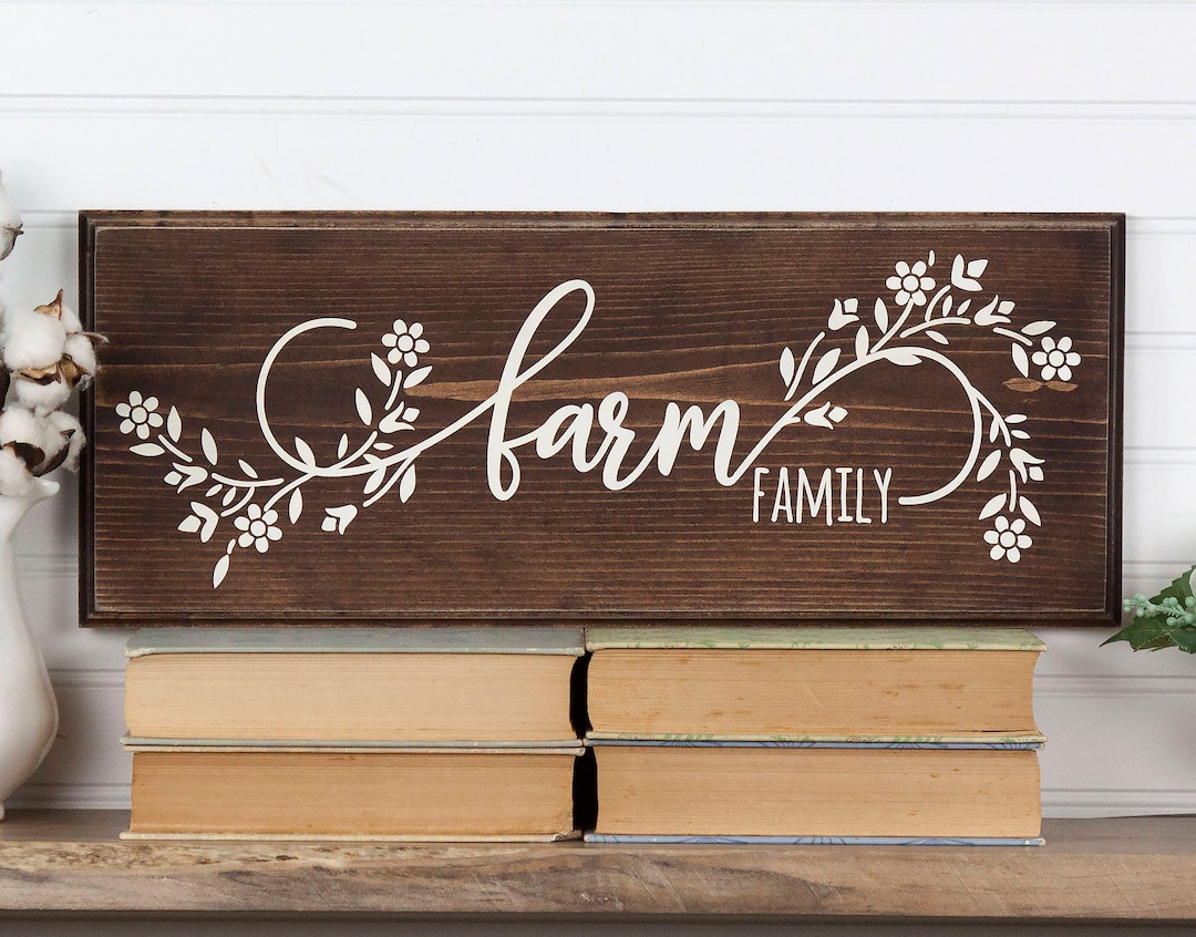 Farm Family Wood Sign With Floral Design. 3 Sizes 9 Colors. Farmhouse ...