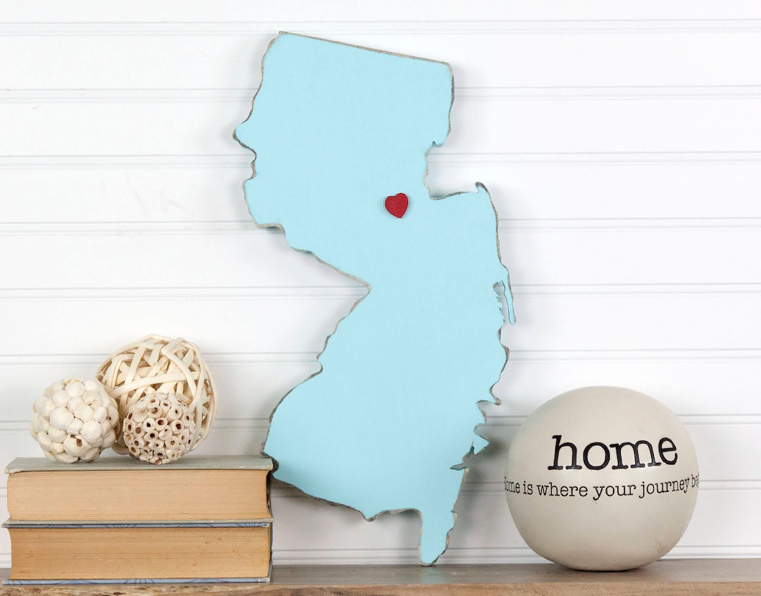 New Jersey Home State Wood Sign Cutout Silhouette Wall Art Personalized ...