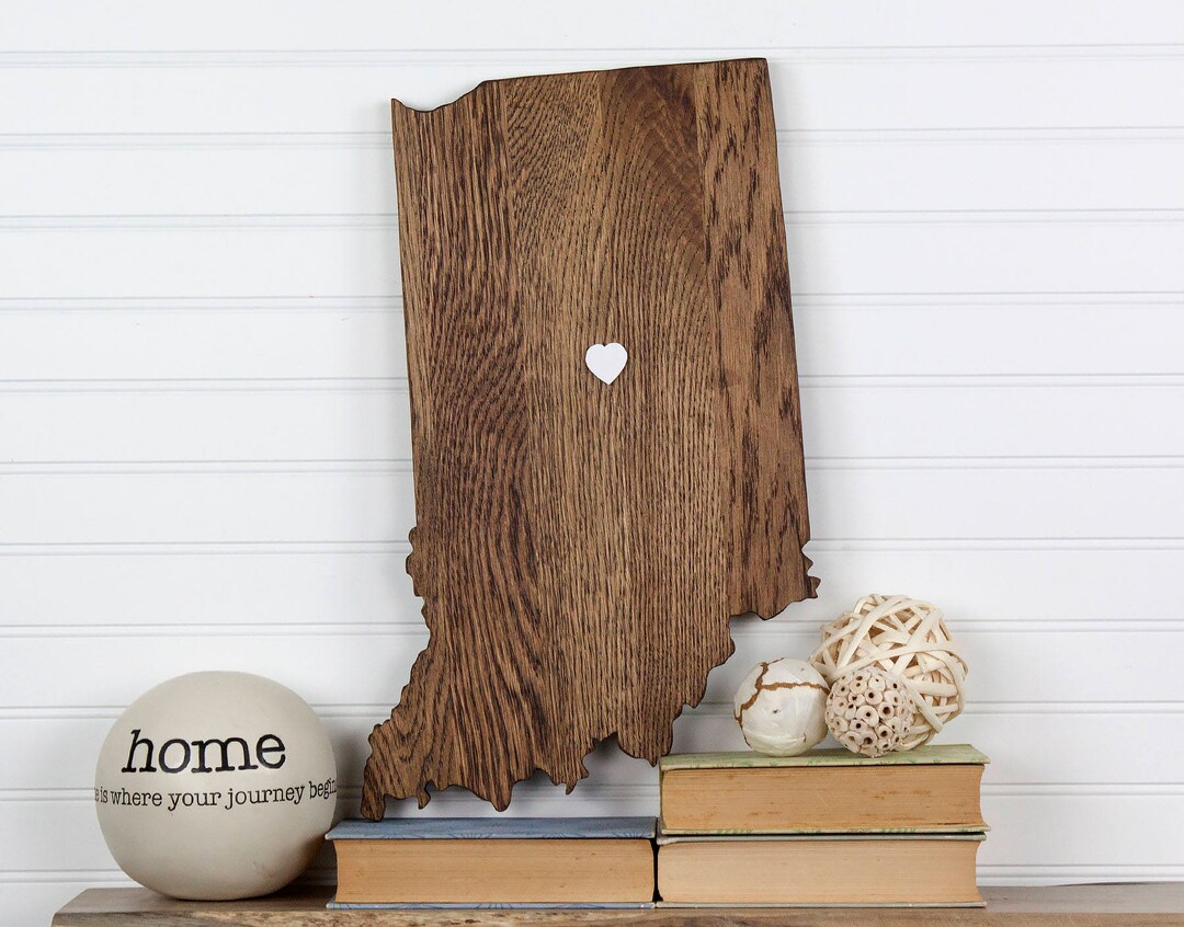 Indiana State Shape Wood Sign Cutout Wall Art. Modern Rustic, Farmhouse ...